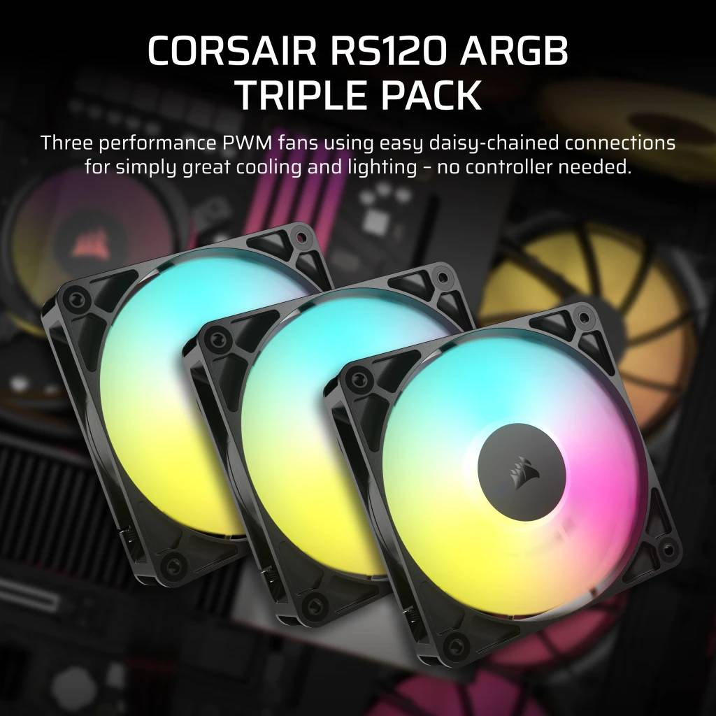 Corsair RS120 ARGB 120mm PWM Fans - Triple Pack | CO-9050181-WW